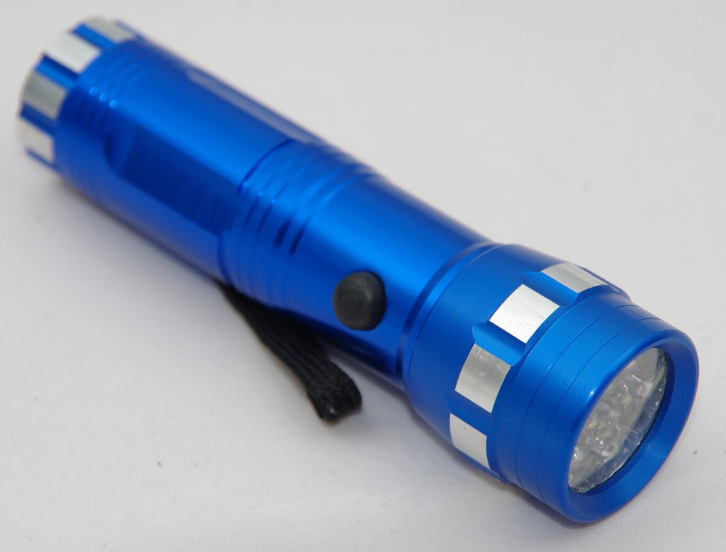 Large led torch 12 cm long, 14 LED's with aluminium body, takes 3 AAA ...