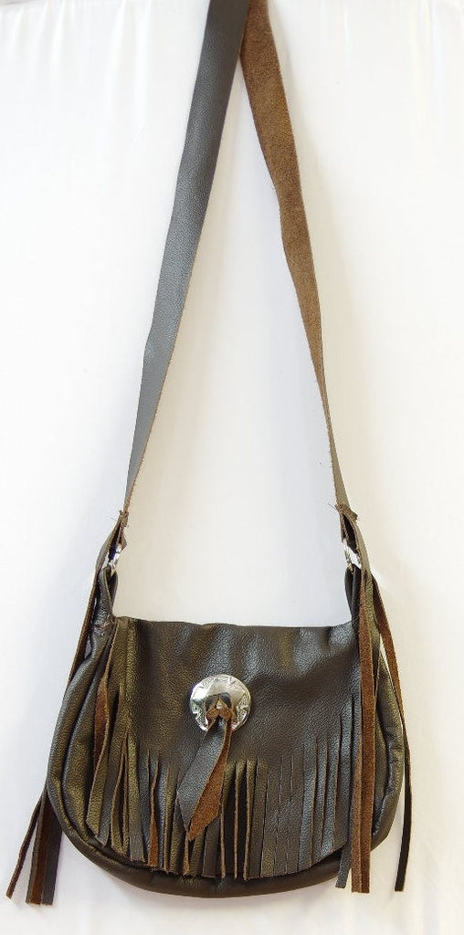Suede and leather Ladies fringed Black Powder bag. – Gypsy Leather & Suede