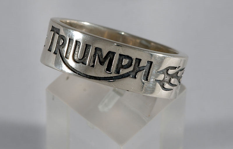 Sterling silver mens Triumph flame ring #1084 – Gypsy Leather & Suede